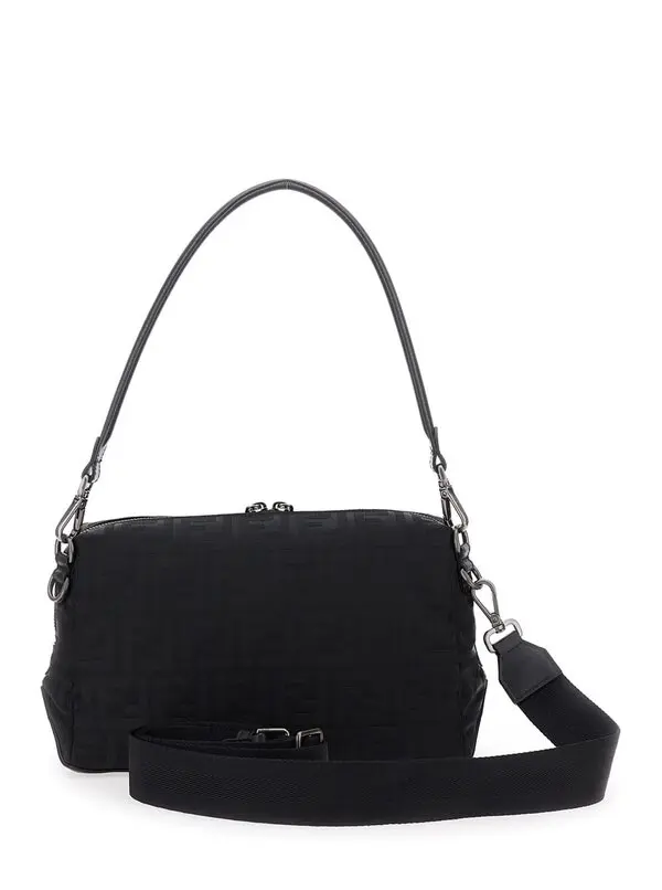 Fendi Shoulder Bag 'lui Medium' With Ff All-over Motif In Tech Fabric For - Black
