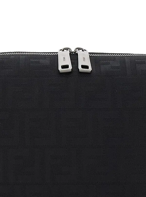Fendi Shoulder Bag 'lui Medium' With Ff All-over Motif In Tech Fabric For - Black