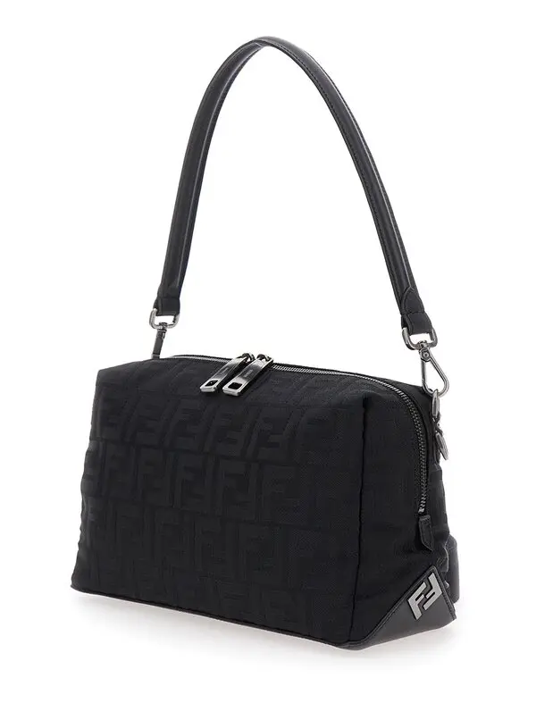 Fendi Medium Shoulder Bag With Ff Motif - Black