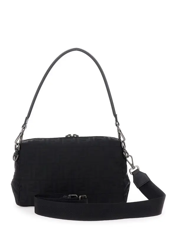 Fendi Medium Shoulder Bag With Ff Motif - Black