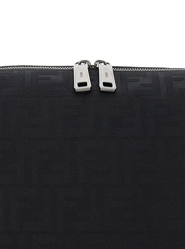 Fendi Medium Shoulder Bag With Ff Motif - Black