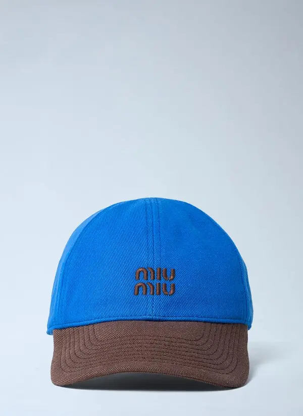 Miu Miu Cotton Twill Logo Baseball Cap - Brown