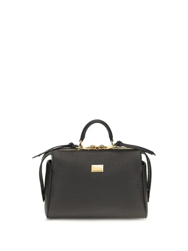 Dolce & Gabbana Vittoria Calfskin Top Handle Bag - Black