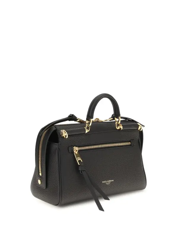 Dolce & Gabbana Vittoria Calfskin Top Handle Bag - Black