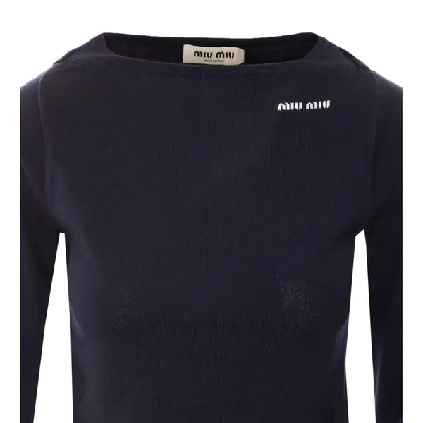 Miu Miu Logo Wool Boat Neck Shirt