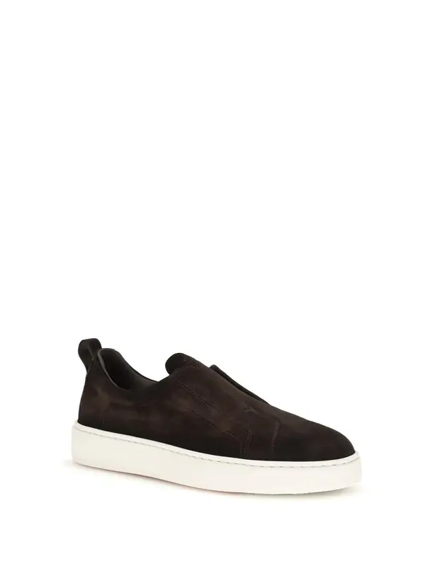 Santoni Suede Slip-on Sneakers - Brown