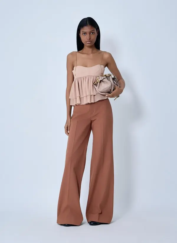 Chloé Flared Cotton Canvas Pants