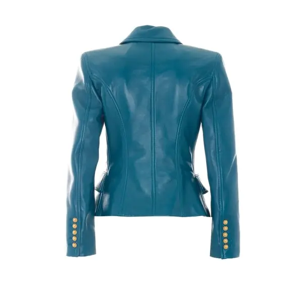 Balmain 6 Buttons Double Breasted Leather Jacket