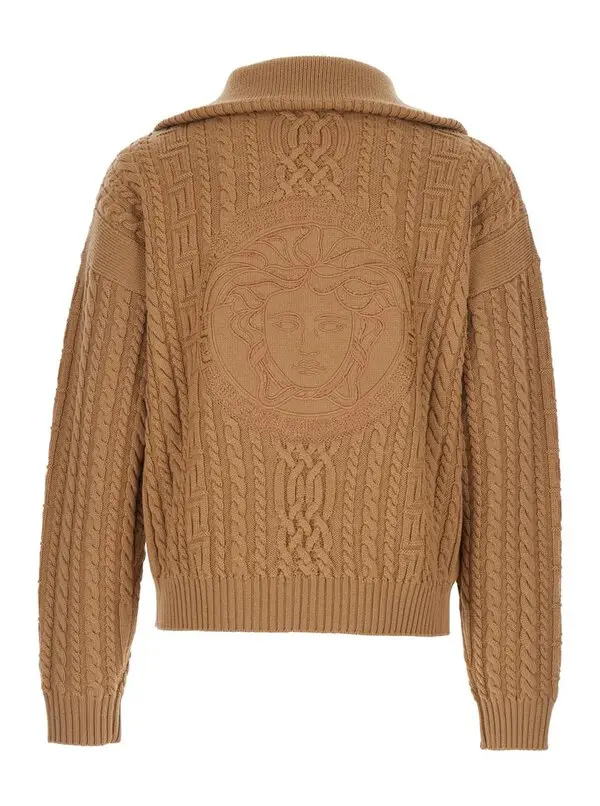 Versace High Neck Zip Wool Sweater - Multicolor