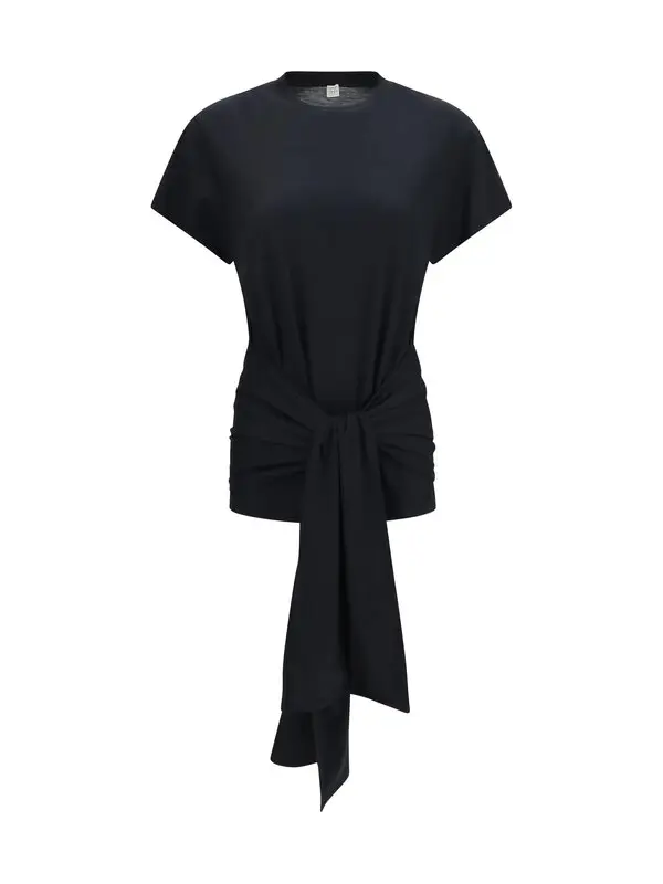 TOTEME Draped-waist Jersey T-shirt - Black