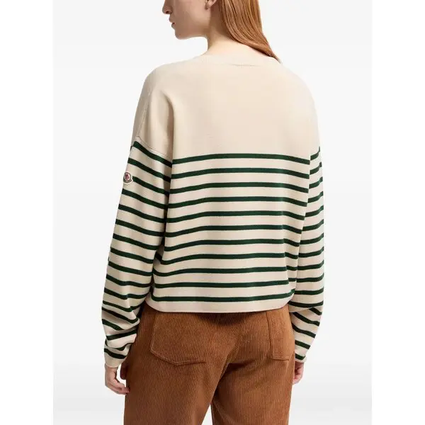 Moncler Striped Wool Knit Jumper - Cream