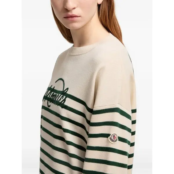 Moncler Striped Wool Knit Jumper - Cream