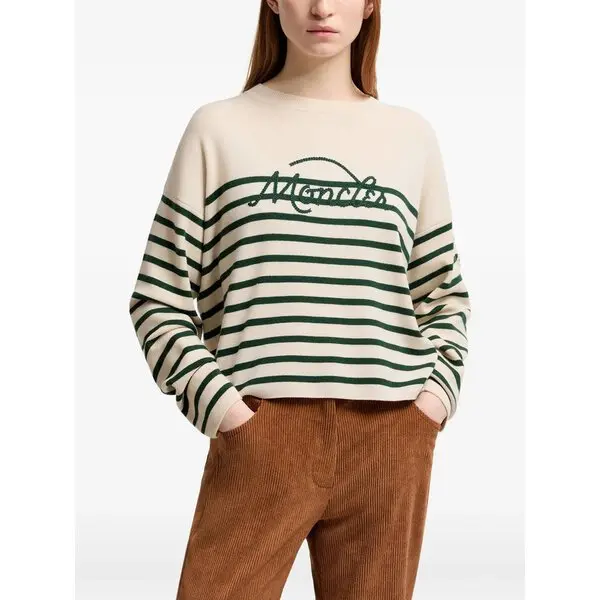 Moncler Striped Wool Knit Jumper - Cream
