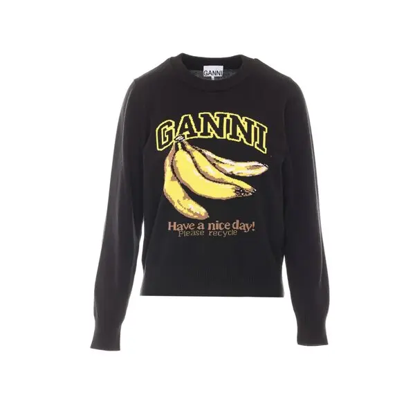 GANNI Jumper With Banana Print - Black
