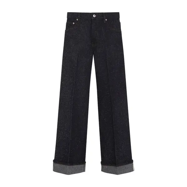 Burberry Cotton Denim Straight Leg Pants - Blue