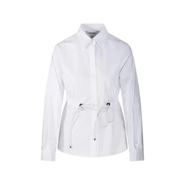 Max Mara Cotton Classic Collar Drawstring Shirt - White