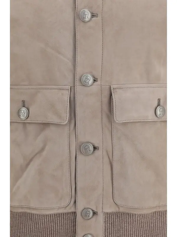 Brunello Cucinelli Suede Jacket - Cream