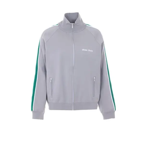 Miu Miu Logo Track Jacket - Gray