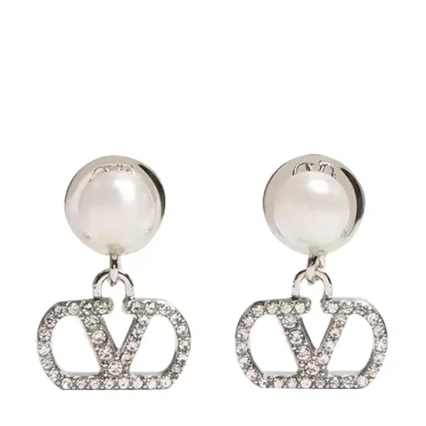 Valentino Garavani Vlogo Signature Pearl Earrings - Silver