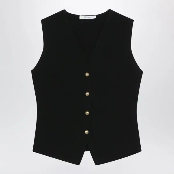 Max Mara Vest In Viscose Crepe Yarn - Black