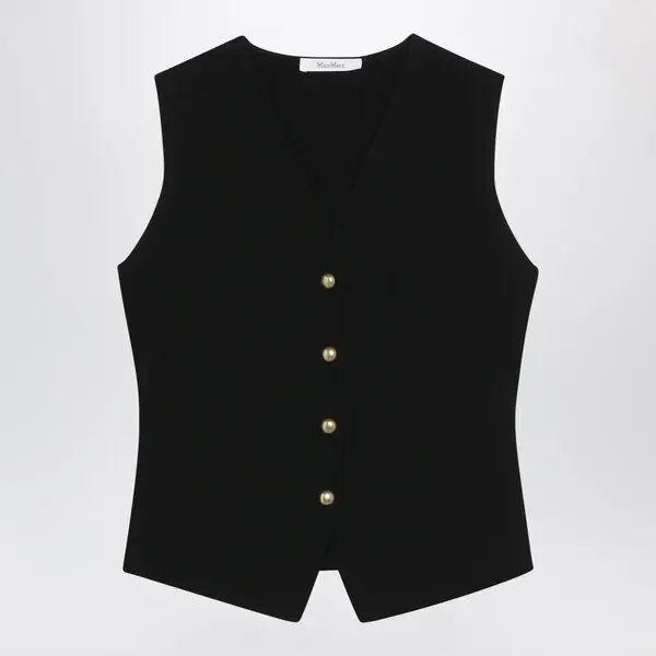 Max Mara Vest In Viscose Crepe Yarn - Black