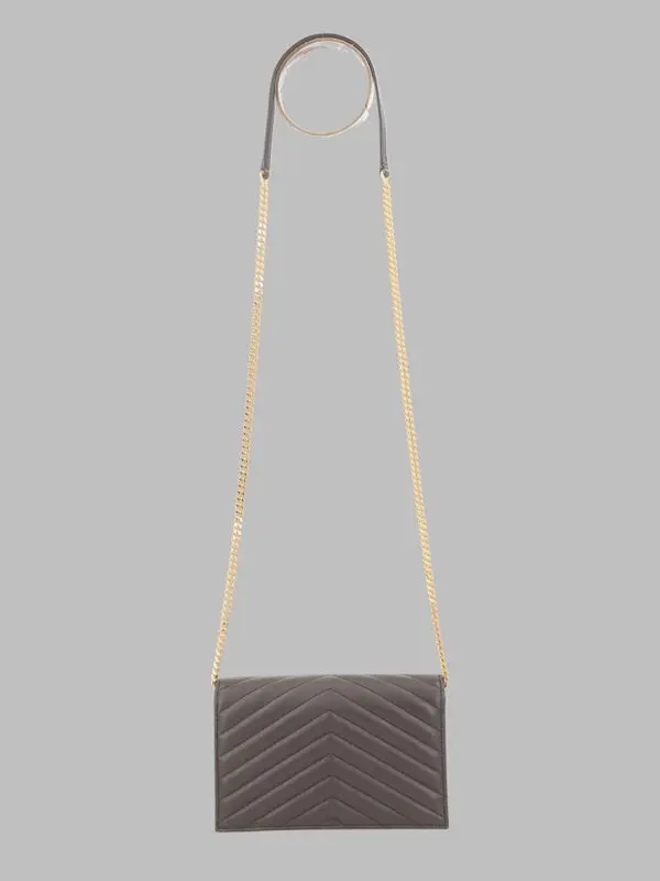 Saint Laurent Envelope Cassandre Chain Wallet - Gray