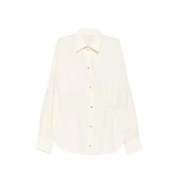 Moncler Logo Patch High Neck Long Sleeve Shirt - Cream