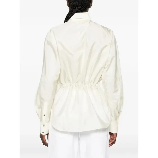 Moncler Logo Patch High Neck Long Sleeve Shirt - Cream