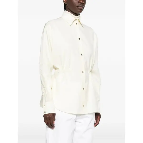 Moncler Logo Patch High Neck Long Sleeve Shirt - Cream