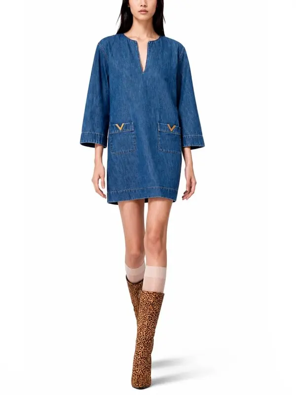 Valentino Garavani Abito In Denim Chambray
