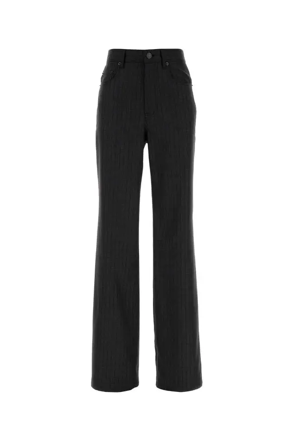 Balenciaga Embroidered Wool Palazzo Pant - Multicolor