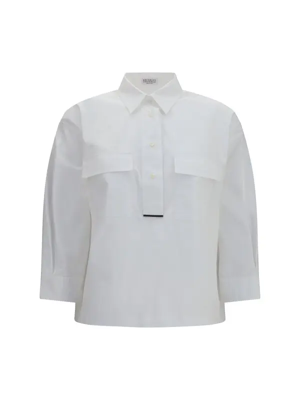 Brunello Cucinelli Cotton Shirt With Monili Details