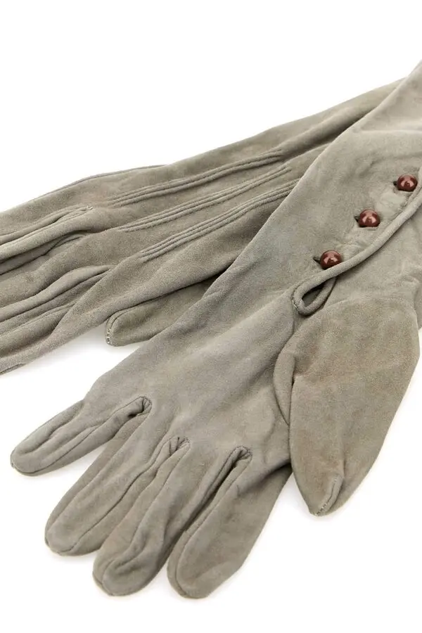 Prada Ligh Grey Suede Long Gloves