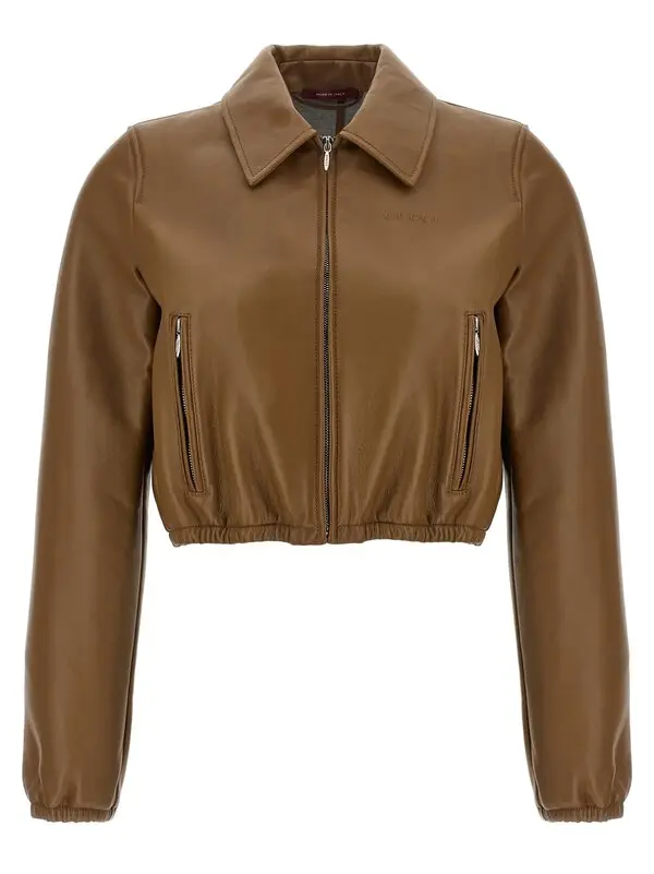 Gucci Cropped Leather Jacket - Cream