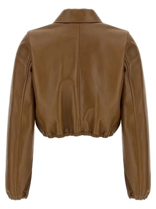 Gucci Cropped Leather Jacket - Cream