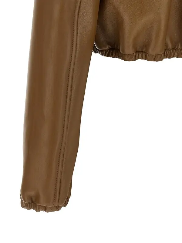Gucci Cropped Leather Jacket - Cream