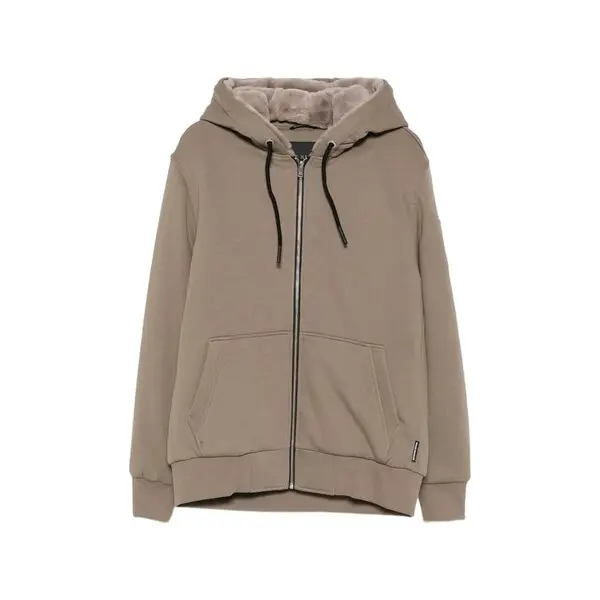 Moose Knuckles Zip Up Hooded Sweatshirt - Cream