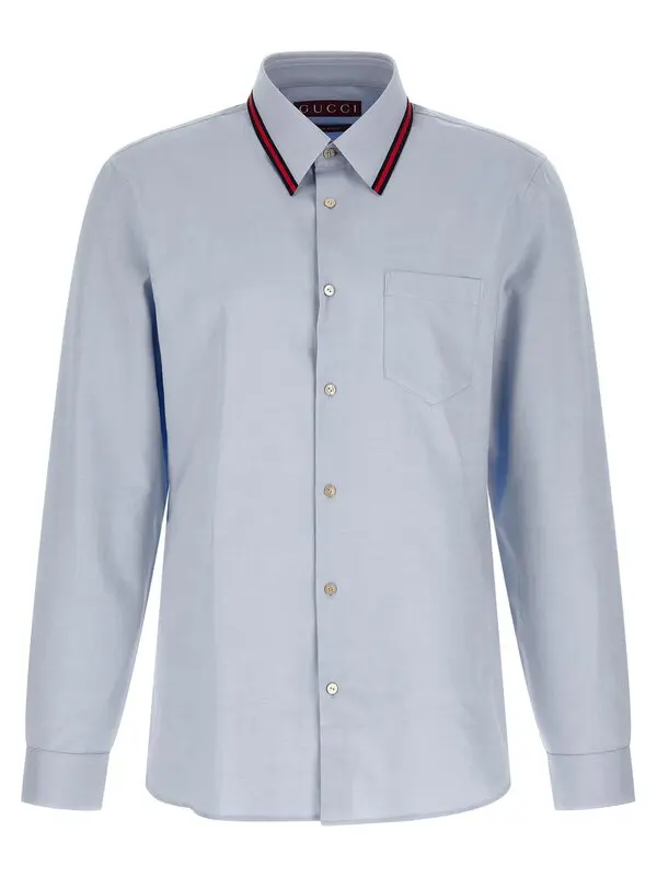 Gucci Web' Collar Shirt - Blue