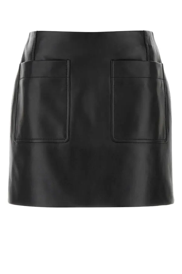 Bottega Veneta Leather Mini Skirt - Black