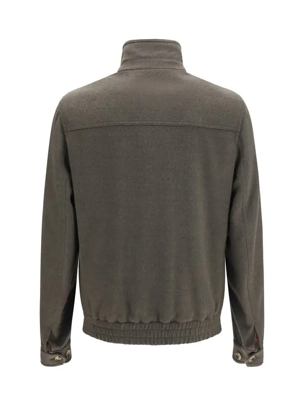 Brunello Cucinelli Wool Zip Jacket With High Collar