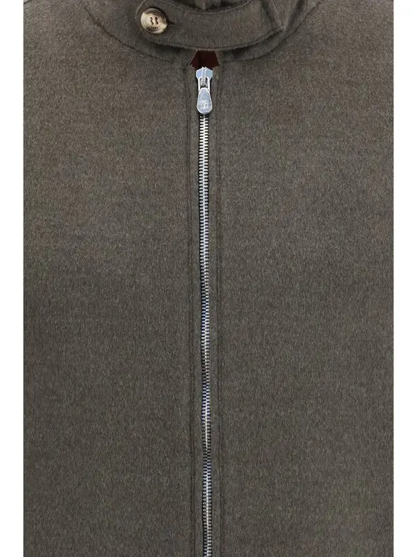 Brunello Cucinelli Wool Zip Jacket With High Collar