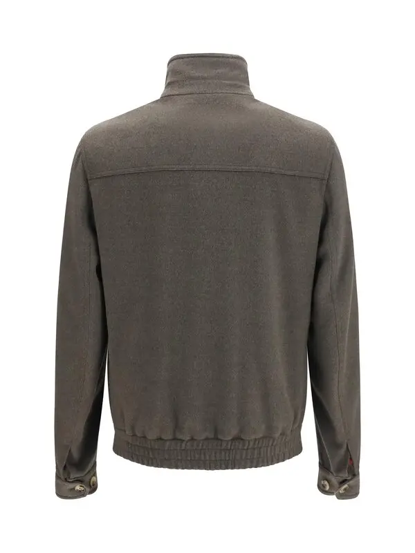 Brunello Cucinelli Wool Zip Jacket With High Collar - Gray