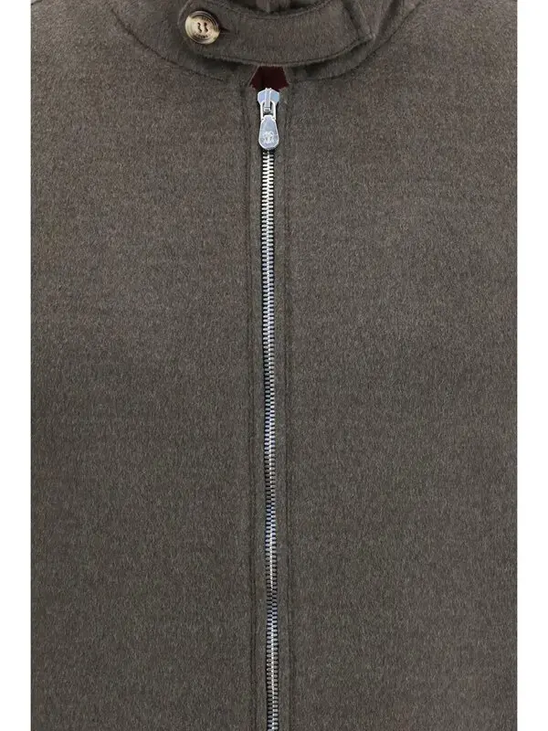 Brunello Cucinelli Wool Zip Jacket With High Collar - Gray