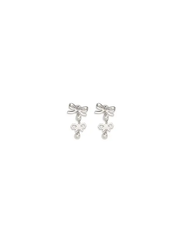 SELF-PORTRAIT Double Bow Pearl Earrings