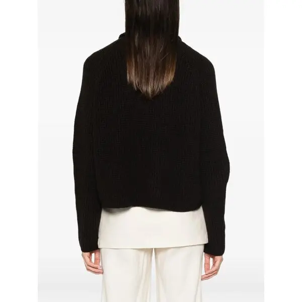 LISA YANG Cashmere Zip-up Ribbed Knit Cardigan - Black