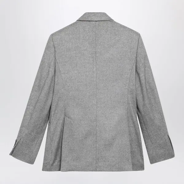 Max Mara Double-breasted Blazer In Grey Silk And Cashmere