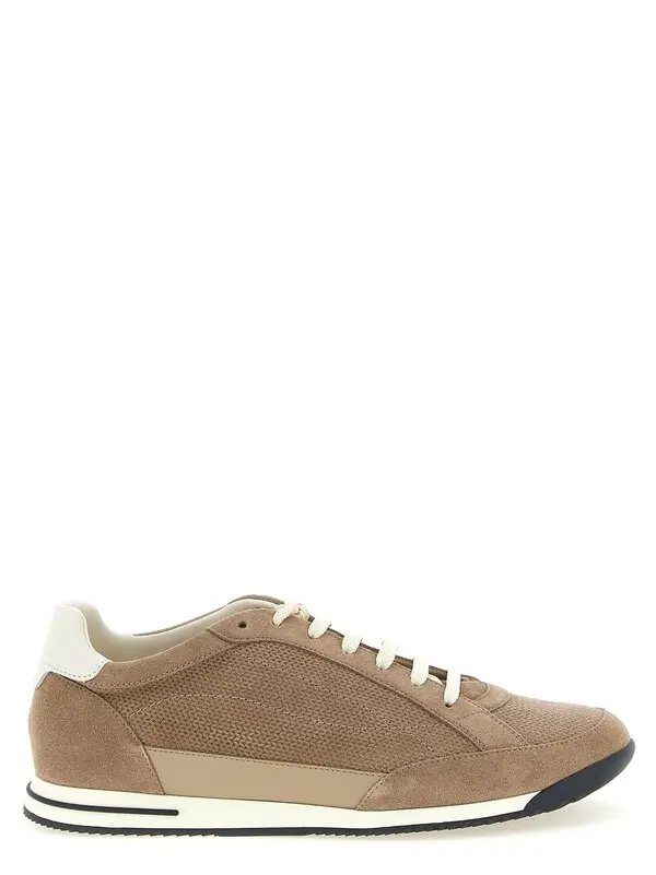 Brunello Cucinelli Knit-effect Suede Sneakers - Cream