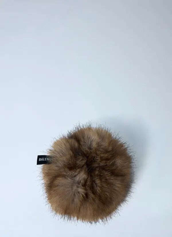 Balenciaga Faux Fur Hair Scrunchie - Cream
