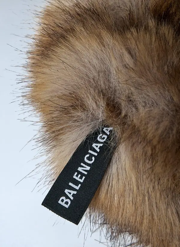 Balenciaga Faux Fur Hair Scrunchie - Cream