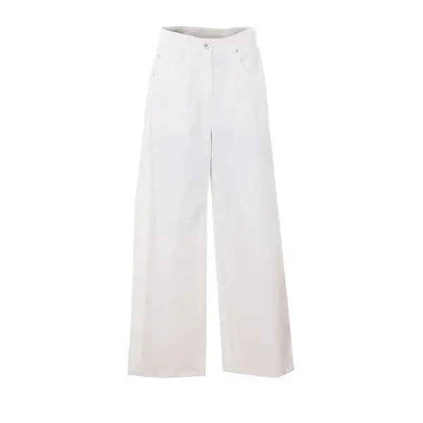Brunello Cucinelli Relaxed Denim Trousers With Monile - White